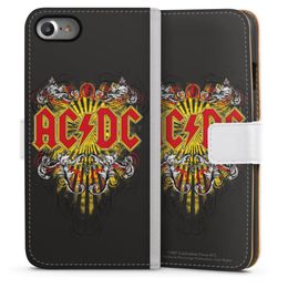 DeinDesign iPhone SE (2020) Handy Klapph&uuml;lle Handyh&uuml;lle aus Kunst Leder wei&szlig; Flip Case Music Acdc Rock Sideflip mit Lasche