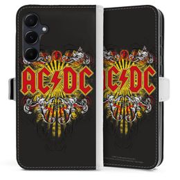 DeinDesign Galaxy A55 5G Handy Klapph&uuml;lle Handyh&uuml;lle aus Kunst Leder wei&szlig; Flip Case Music Acdc Rock Sideflip mit Lasche