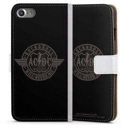 DeinDesign iPhone SE (2020) Handy Klapph&uuml;lle Handyh&uuml;lle aus Kunst Leder wei&szlig; Flip Case Rock Acdc Merchandise Sideflip mit Lasche