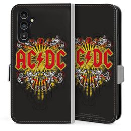 DeinDesign Galaxy A54 5G Handy Klapph&uuml;lle Handyh&uuml;lle aus Kunst Leder wei&szlig; Flip Case Music Acdc Rock Sideflip mit Lasche