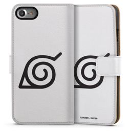 DeinDesign iPhone SE (2020) Handy Klapph&uuml;lle Handyh&uuml;lle aus Kunst Leder wei&szlig; Flip Case Konoha Shinobi Naruto Shippuden Sideflip mit Lasche