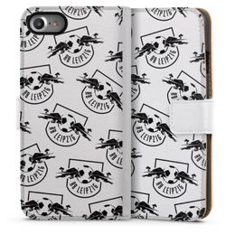DeinDesign iPhone SE (2022) Handy Klapph&uuml;lle Handyh&uuml;lle aus Kunst Leder wei&szlig; Flip Case Transparent Rb Leipzig Muster Sideflip mit Lasche