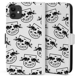 DeinDesign iPhone 11 Handy Klapph&uuml;lle Handyh&uuml;lle aus Kunst Leder wei&szlig; Flip Case Muster Rb Leipzig Transparent Sideflip mit Lasche