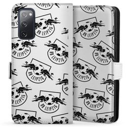 DeinDesign Galaxy S20 FE Handy Klapph&uuml;lle Handyh&uuml;lle aus Kunst Leder wei&szlig; Flip Case Transparent Rb Leipzig Muster Sideflip mit Lasche