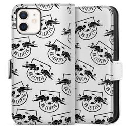 DeinDesign iPhone 12 Handy Klapph&uuml;lle Handyh&uuml;lle aus Kunst Leder wei&szlig; Flip Case Muster Rb Leipzig Transparent Sideflip mit Lasche