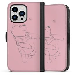DeinDesign iPhone 13 Pro Handy Klapph&uuml;lle Handyh&uuml;lle aus Kunst Leder schwarz Flip Case Disney Winnie The Pooh Bee Sideflip mit Lasche