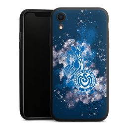DeinDesign iPhone Xr Handy Premium Silikon H&uuml;lle Handyh&uuml;lle schwarz Case Msv Duisburg Official Licensed Product Water Colour Silikon Premium Case