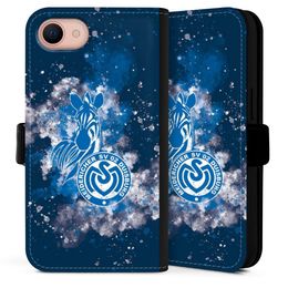 DeinDesign iPhone 17e Handy Klapph&uuml;lle Handyh&uuml;lle aus Kunst Leder schwarz Flip Case Msv Duisburg Official Licensed Product Water Colour Sideflip mit Lasche