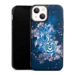 DeinDesign iPhone 13 Mini Handy Slim Case extra d&uuml;nn Silikon Handyh&uuml;lle schwarz H&uuml;lle Msv Duisburg Official Licensed Product Water Colour Silikon Slim Case