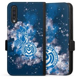 DeinDesign Galaxy A50 Handy Klapph&uuml;lle Handyh&uuml;lle aus Kunst Leder schwarz Flip Case Msv Duisburg Official Licensed Product Water Colour Sideflip mit Lasche
