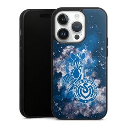 DeinDesign iPhone 14 Pro Handy Gallery Case Handyh&uuml;lle 9H Geh&auml;rtetes Glas R&uuml;ckseite H&uuml;lle Msv Duisburg Official Licensed Product Water Colour Gallery Case