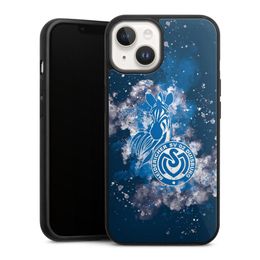 DeinDesign iPhone 14 Handy Gallery Case Handyh&uuml;lle 9H Geh&auml;rtetes Glas R&uuml;ckseite H&uuml;lle Msv Duisburg Official Licensed Product Water Colour Gallery Case