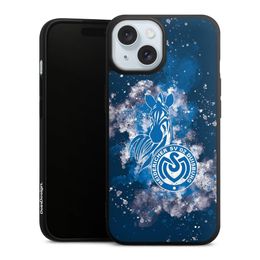 DeinDesign iPhone 15 Handy Premium Silikon H&uuml;lle Handyh&uuml;lle schwarz Case Msv Duisburg Official Licensed Product Water Colour Silikon Premium Case