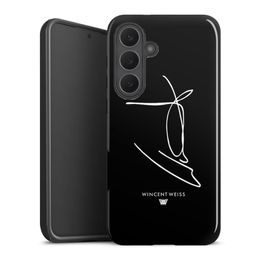 DeinDesign Galaxy S25 FE Handy Panzer Handyh&uuml;lle robuste Outdoor H&uuml;lle Schutzh&uuml;lle gl&auml;nzend Wincent Weiss Music Signature Tough Case
