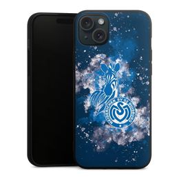 DeinDesign iPhone 15 Plus Handy Premium Silikon H&uuml;lle Handyh&uuml;lle schwarz Case Msv Duisburg Official Licensed Product Water Colour Silikon Premium Case