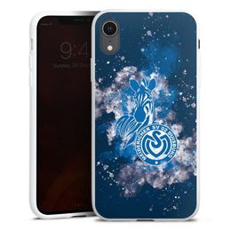 DeinDesign iPhone Xr Handy Silikon H&uuml;lle Case wei&szlig; Handyh&uuml;lle Msv Duisburg Official Licensed Product Water Colour Silikon Case