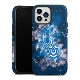DeinDesign iPhone 13 Pro Max Handy Panzer Handyh&uuml;lle robuste Outdoor H&uuml;lle Schutzh&uuml;lle gl&auml;nzend Msv Duisburg Official Licensed Product Water Colour Tough Case