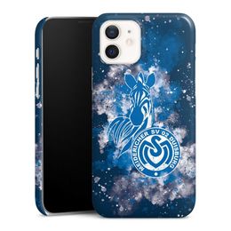 DeinDesign iPhone 12 Handy Premium Case Smartphone Handyh&uuml;lle Schutzh&uuml;lle gl&auml;nzend Msv Duisburg Official Licensed Product Water Colour Premium Case