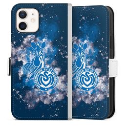 DeinDesign iPhone 12 Handy Klapph&uuml;lle Handyh&uuml;lle aus Kunst Leder wei&szlig; Flip Case Msv Duisburg Official Licensed Product Water Colour Sideflip mit Lasche