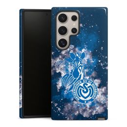 DeinDesign Galaxy S24 Ultra Handy Panzer Handyh&uuml;lle robuste Outdoor H&uuml;lle Schutzh&uuml;lle gl&auml;nzend Msv Duisburg Official Licensed Product Water Colour Tough Case