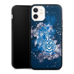DeinDesign iPhone 12 mini Handy Slim Case extra d&uuml;nn Silikon Handyh&uuml;lle schwarz H&uuml;lle Msv Duisburg Official Licensed Product Water Colour Silikon Slim Case