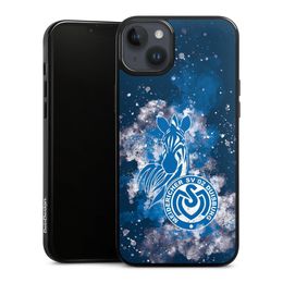DeinDesign iPhone 14 Plus Handy Silikon H&uuml;lle Case schwarz Handyh&uuml;lle Msv Duisburg Official Licensed Product Water Colour