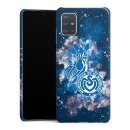 DeinDesign Galaxy A51 Handy Premium Case Smartphone Handyh&uuml;lle Schutzh&uuml;lle gl&auml;nzend Msv Duisburg Official Licensed Product Water Colour Premium Case