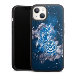 DeinDesign iPhone 13 Handy Gallery Case Handyh&uuml;lle 9H Geh&auml;rtetes Glas R&uuml;ckseite H&uuml;lle Msv Duisburg Official Licensed Product Water Colour Gallery Case