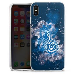 DeinDesign iPhone Xs Max Handy Silikon H&uuml;lle Case transparent Handyh&uuml;lle Msv Duisburg Official Licensed Product Water Colour Silikon Case
