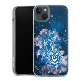 DeinDesign iPhone 14 Plus Handy Silikon H&uuml;lle Case transparent Handyh&uuml;lle Msv Duisburg Official Licensed Product Water Colour Silikon Case