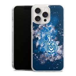 DeinDesign iPhone 15 Pro Max Handy Silikon H&uuml;lle Case transparent Handyh&uuml;lle Msv Duisburg Official Licensed Product Water Colour Silikon Case