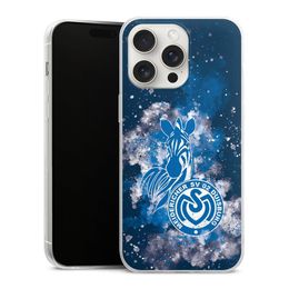 DeinDesign iPhone 15 Pro Max Handy Slim Case Silikon Handyh&uuml;lle transparent H&uuml;lle extra d&uuml;nn Msv Duisburg Official Licensed Product Water Colour Silikon Slim 