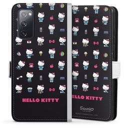 DeinDesign Galaxy S20 FE 5G Handy Klapph&uuml;lle Handyh&uuml;lle aus Kunst Leder wei&szlig; Flip Case Kindheit Merchandise Hello Kitty Sideflip mit Lasche