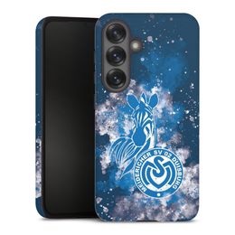 DeinDesign Galaxy S25 Handy Panzer Handyh&uuml;lle robuste Outdoor H&uuml;lle Schutzh&uuml;lle gl&auml;nzend Msv Duisburg Official Licensed Product Water Colour Tough Case