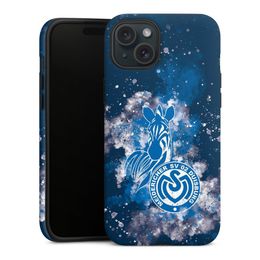 DeinDesign iPhone 15 Plus Handy Panzer Handyh&uuml;lle robuste Outdoor H&uuml;lle Schutzh&uuml;lle matt Msv Duisburg Official Licensed Product Water Colour Tough Case