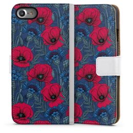 DeinDesign iPhone SE (2020) Handy Klapph&uuml;lle Handyh&uuml;lle aus Kunst Leder wei&szlig; Flip Case Poppy Painting Flower Sideflip mit Lasche