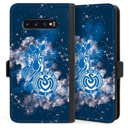 DeinDesign Galaxy S10 Plus Handy Klapph&uuml;lle Handyh&uuml;lle aus Kunst Leder schwarz Flip Case Msv Duisburg Official Licensed Product Water Colour Sideflip mit Lasche
