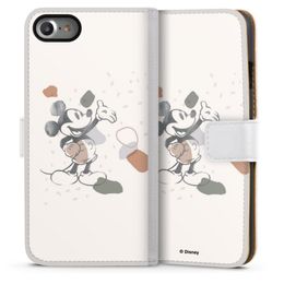 DeinDesign iPhone SE (2020) Handy Klapph&uuml;lle Handyh&uuml;lle aus Kunst Leder wei&szlig; Flip Case Disney Mickey Mouse Official Licensed Product Sideflip mit Lasche