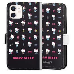 DeinDesign iPhone 12 Handy Klapph&uuml;lle Handyh&uuml;lle aus Kunst Leder wei&szlig; Flip Case Kindheit Merchandise Hello Kitty Sideflip mit Lasche