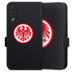 DeinDesign Galaxy A50 Handy Klapph&uuml;lle Handyh&uuml;lle aus Kunst Leder schwarz Flip Case Sge Eintracht Frankfurt Logo Sideflip mit Lasche