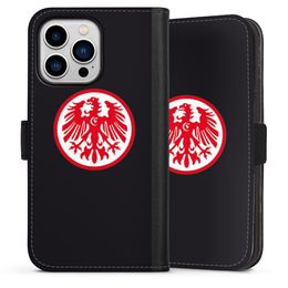DeinDesign iPhone 13 Pro Handy Klapph&uuml;lle Handyh&uuml;lle aus Kunst Leder schwarz Flip Case Sge Eintracht Frankfurt Logo Sideflip mit Lasche