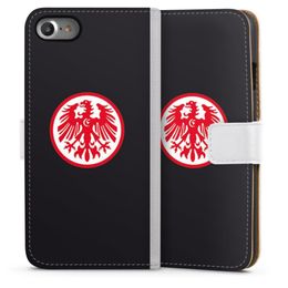 DeinDesign iPhone SE (2022) Handy Klapph&uuml;lle Handyh&uuml;lle aus Kunst Leder wei&szlig; Flip Case Sge Eintracht Frankfurt Logo Sideflip mit Lasche