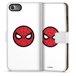 DeinDesign iPhone SE (2020) Handy Klapph&uuml;lle Handyh&uuml;lle aus Kunst Leder wei&szlig; Flip Case Marvel Merchandise Spiderman Sideflip mit Lasche