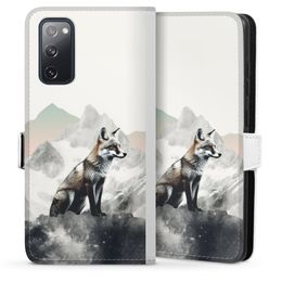 DeinDesign Galaxy S20 FE Handy Klapph&uuml;lle Handyh&uuml;lle aus Kunst Leder wei&szlig; Flip Case Fox Mountain Nature Sideflip mit Lasche