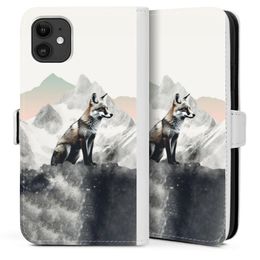 DeinDesign iPhone 11 Handy Klapph&uuml;lle Handyh&uuml;lle aus Kunst Leder wei&szlig; Flip Case Nature Mountain Fox Sideflip mit Lasche