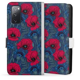 DeinDesign Galaxy S20 FE 5G Handy Klapph&uuml;lle Handyh&uuml;lle aus Kunst Leder wei&szlig; Flip Case Flower Poppy Painting Sideflip mit Lasche