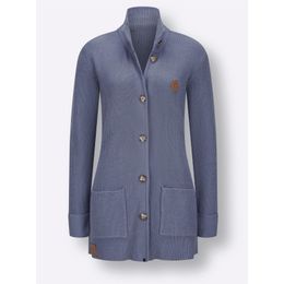 WITT Damen Longstrickjacke mit Stehkragen, taubenblau, Gr&ouml;&szlig;e 40