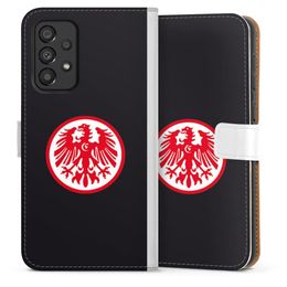 DeinDesign Galaxy A33 5G Handy Klapph&uuml;lle Handyh&uuml;lle aus Kunst Leder wei&szlig; Flip Case Logo Eintracht Frankfurt Sge Sideflip mit Lasche