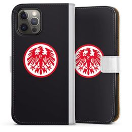 DeinDesign iPhone 12 Pro Max Handy Klapph&uuml;lle Handyh&uuml;lle aus Kunst Leder wei&szlig; Flip Case Sge Eintracht Frankfurt Logo Sideflip mit Lasche