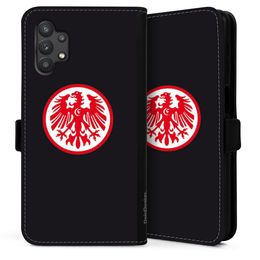 DeinDesign Galaxy A32 5G Handy Klapph&uuml;lle Handyh&uuml;lle aus Kunst Leder schwarz Flip Case Sge Eintracht Frankfurt Logo Sideflip mit langer Lasche